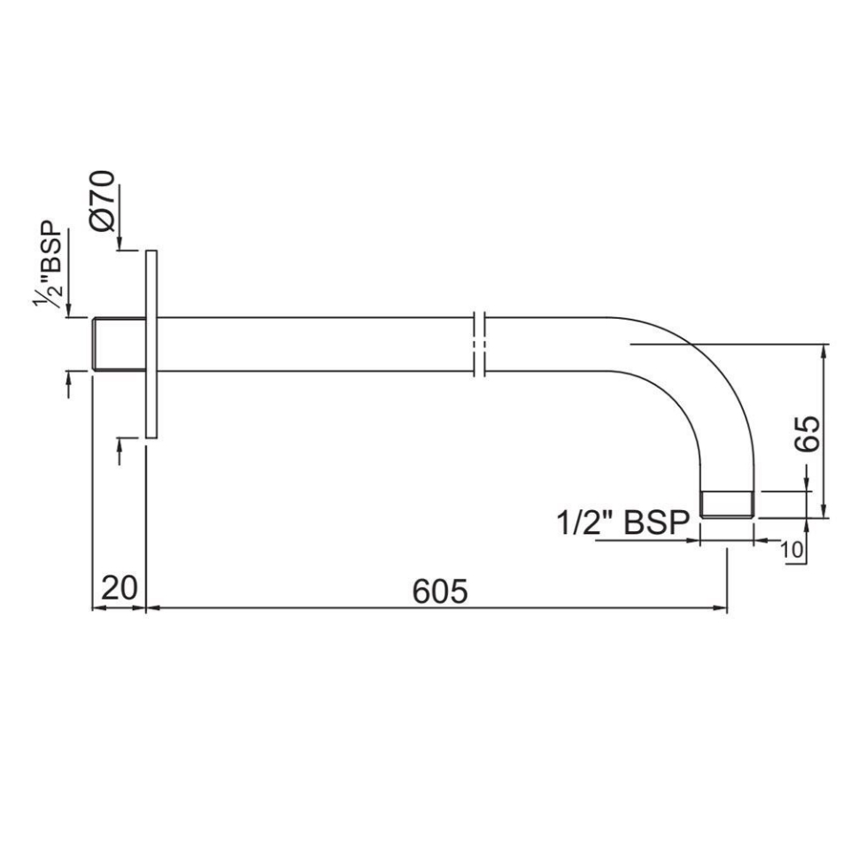 600mm Stainless Steel Round Shower Arm | Jaquar UAE
