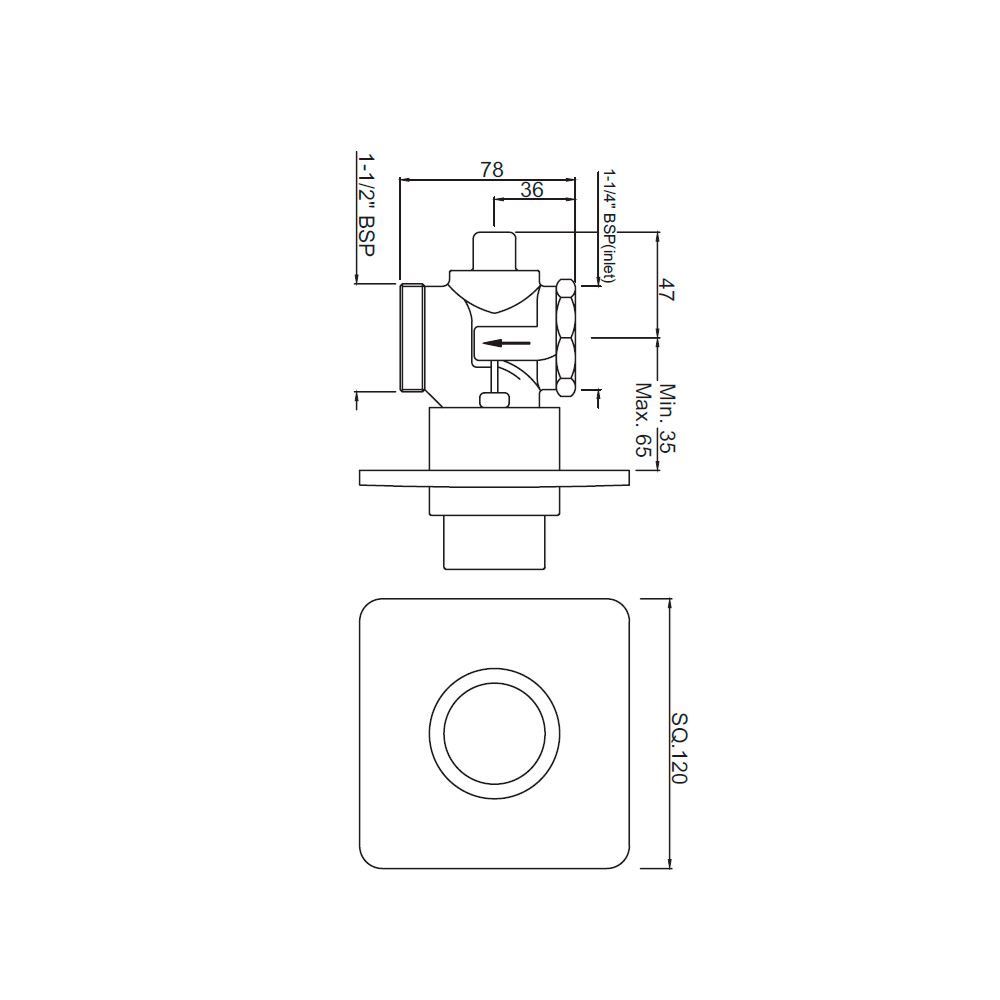 Metropole Square 32mm Flush Valve for WC Toilets | Jaquar UAE
